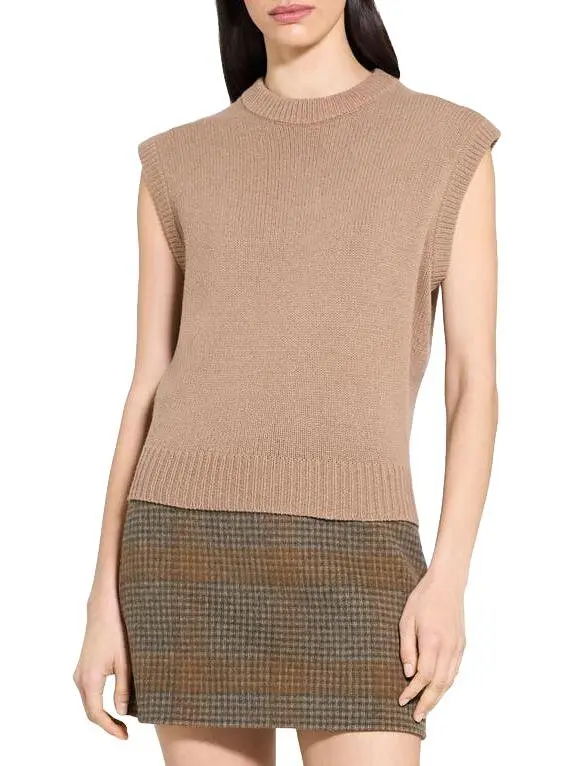 Theory Relaxed Cashmere And Wool Sweater Vest - Camel