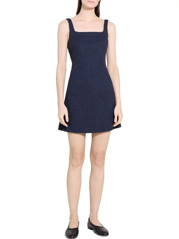 Theory Sleeveless Tweed Mini Dress - Nocturne Navy