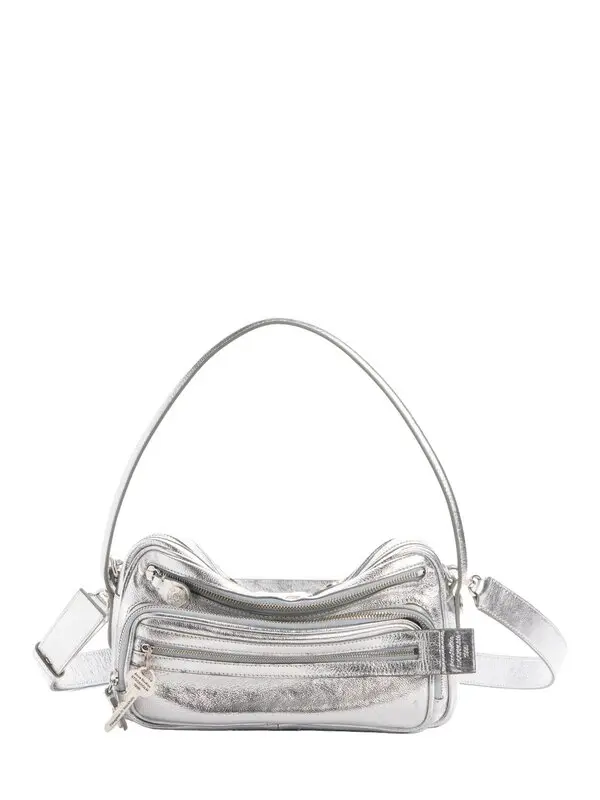 Acne Studios Camero Party Metallic Leather Shoulder Bag - Silver