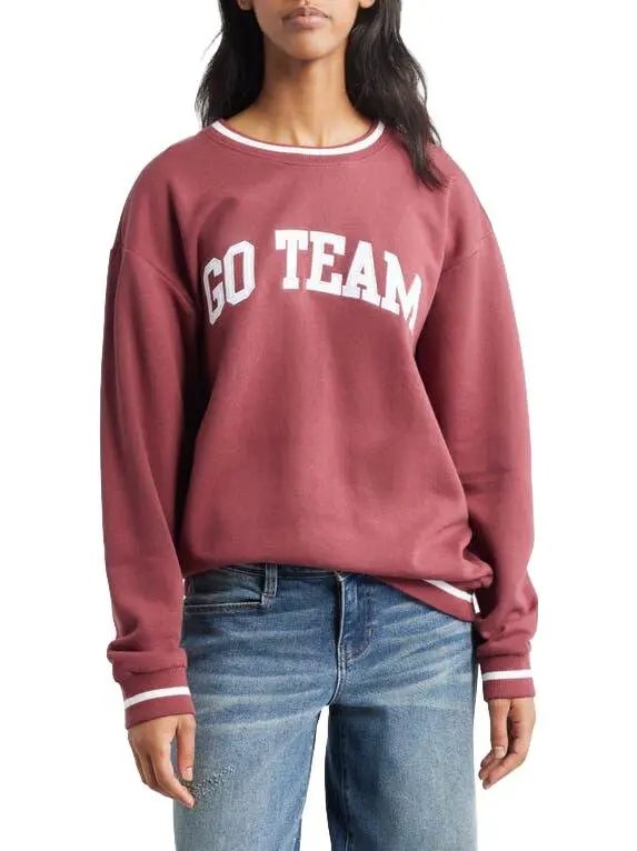 GOLDEN HOUR Go Team Embroidered Relaxed-fit Cotton-blend Sweatshirt - Bright White/oxblood Red