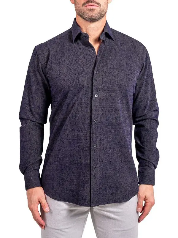 MACEOO Fibonacci Ascension Contemporary Fit Button-up Shirt - Black