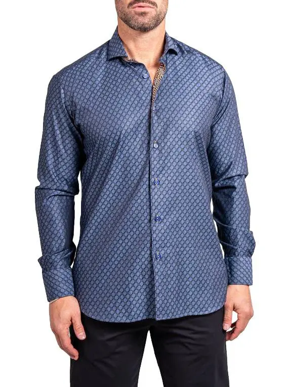 MACEOO Einstein Ascension Contemporary Fit Button-up Shirt - Blue