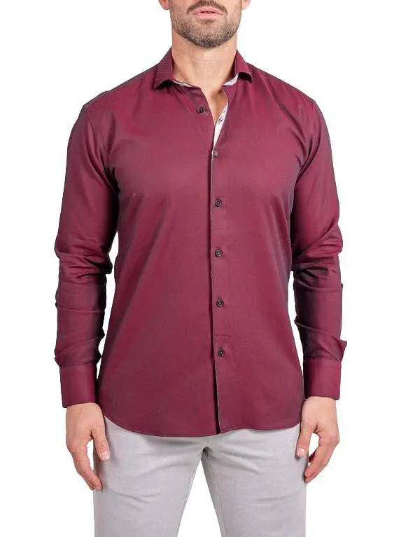 MACEOO Einstein Ascension Contemporary Fit Button-up Shirt - Burgundy