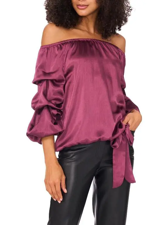 Vince Camuto Off-the-shoulder Bubble Sleeve Top - Sweet Plum