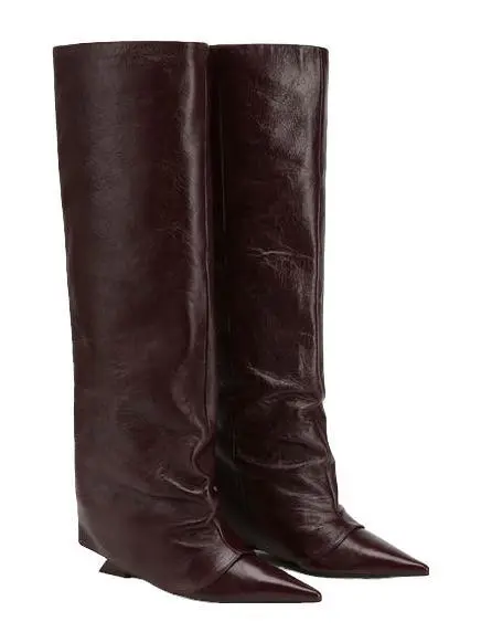 NAKED WOLFE Stated Leather Boots - Burgundy