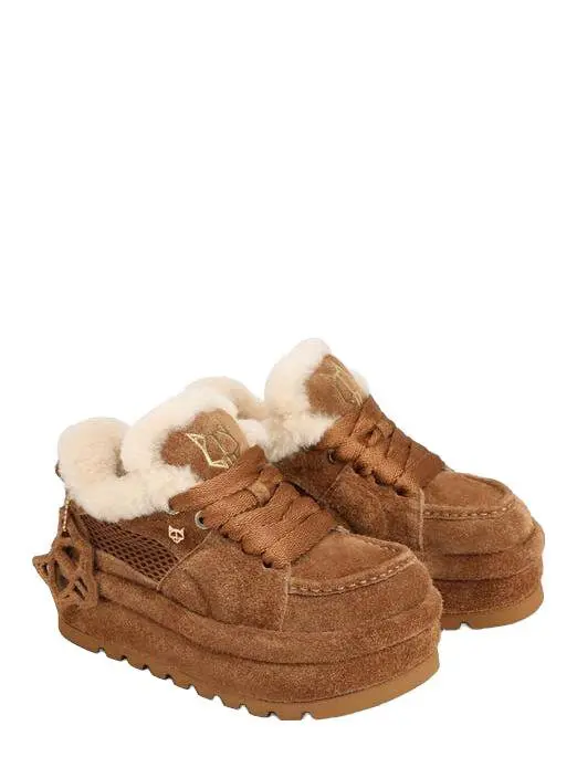 NAKED WOLFE Beau Suede And Fur Boots - Tan