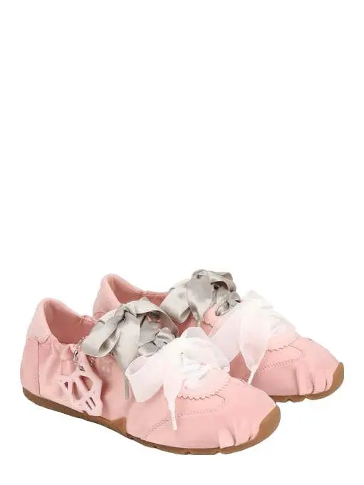 NAKED WOLFE Adorable Satin And Suede Ballet Sneakers - Pink