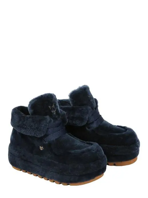 NAKED WOLFE Bambi Suede And Shearling Boots - Navy
