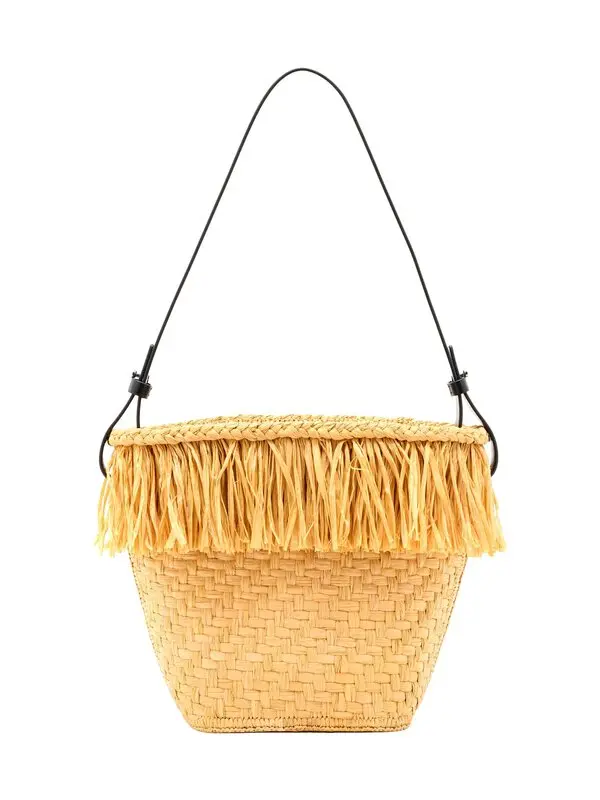 Proenza Schouler Fringed Raffia Bucket Bag - Tan