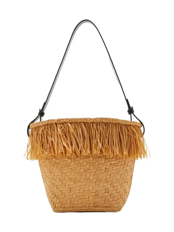 Proenza Schouler Fringed Raffia Bucket Bag - Tan