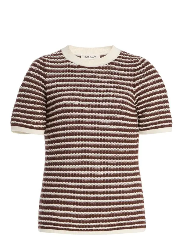 ZANKOV Charlotte Pointelle-knit Wool Top - Multi