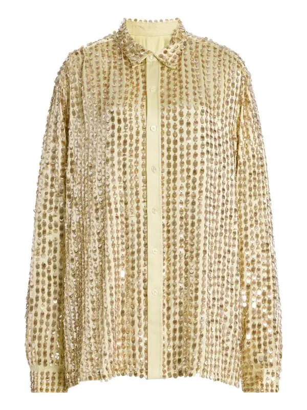 ZANKOV Gabrielle Embellished Silk-blend Shirt - Multi