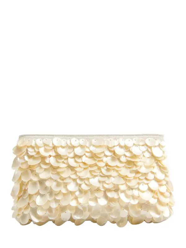 Simkhai Reese Beaded Shell Clutch - Ivory