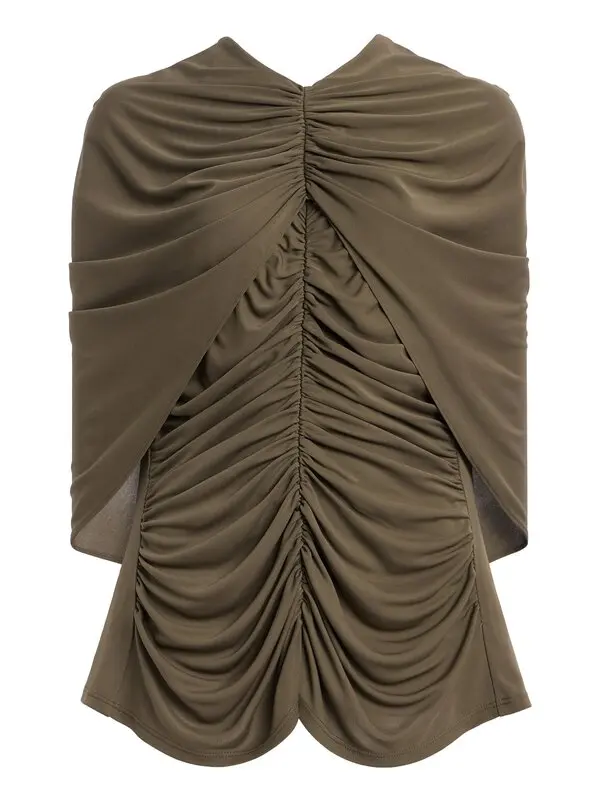 KALLMEYER Emme Ruched Cape Top - Green