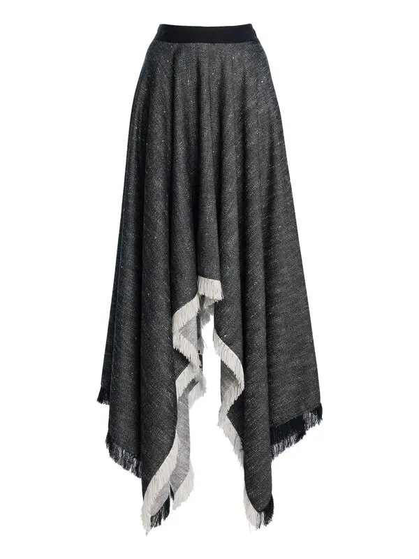 KALLMEYER Felicity Fringed Maxi Skirt - Black,white