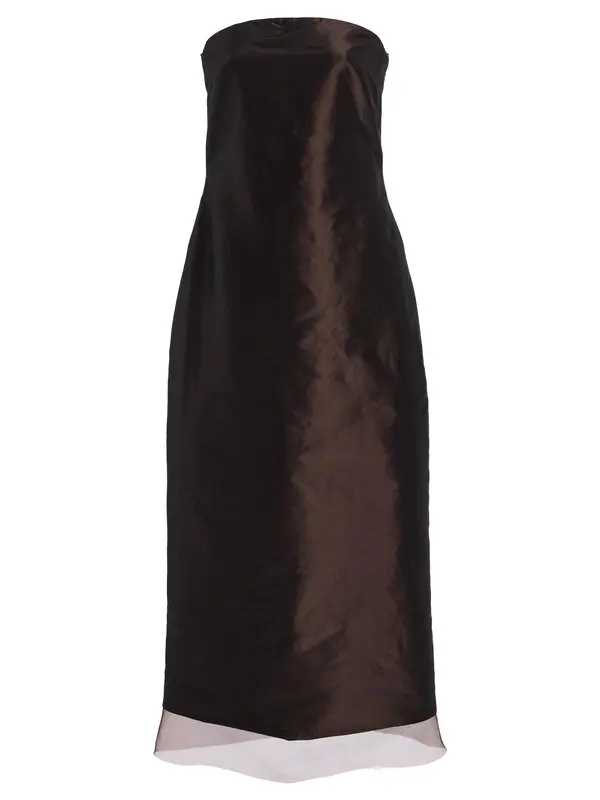 KALLMEYER Lizzy Silk Taffeta Midi Dress - Brown