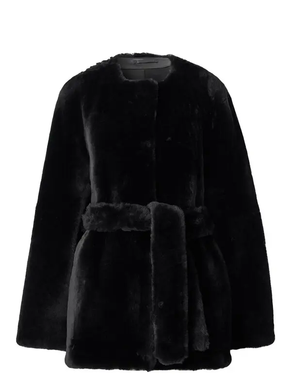 TOTEME Belted Shearling Jacket - Black