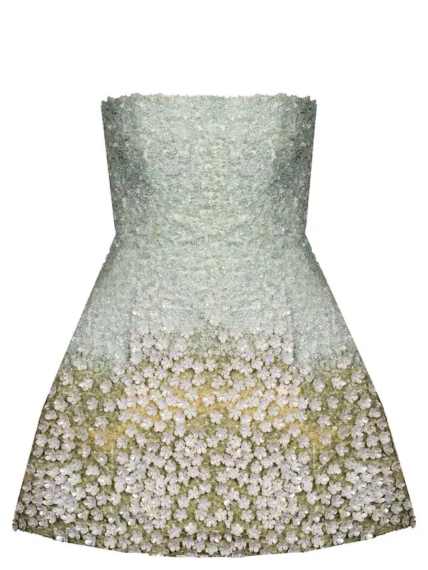 LA FUORI Embroidered Mini Dress - Light Blue