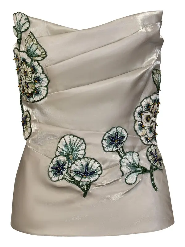 LA FUORI Embroidered Corset - Green