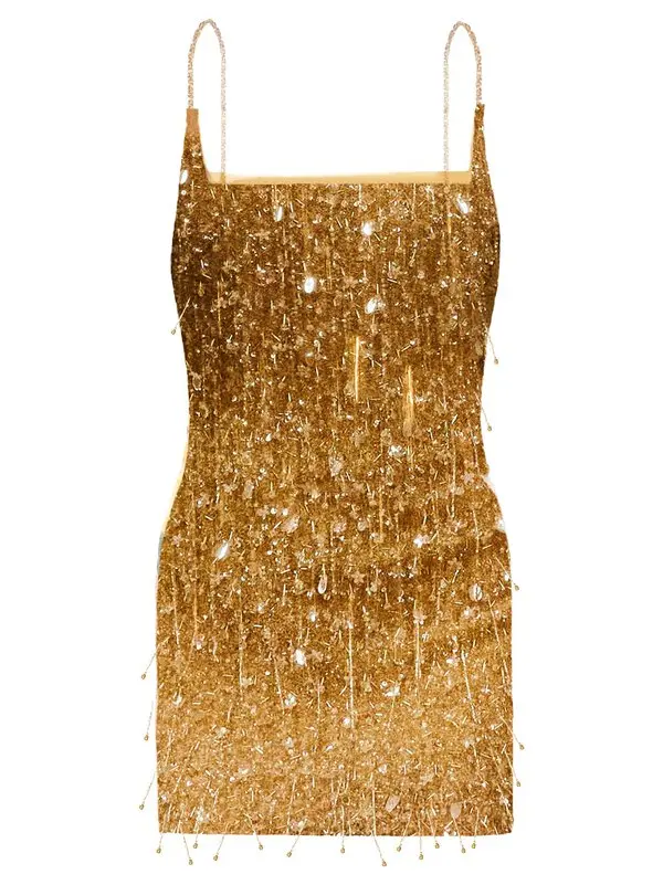 LA FUORI Embellished Mini Dress - Gold