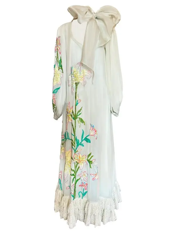 LA FUORI Embroidered Silk Dress - Ivory