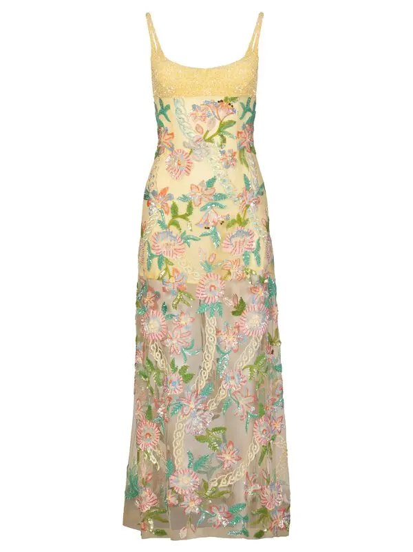 LA FUORI Lily Embroidered Dress - Yellow