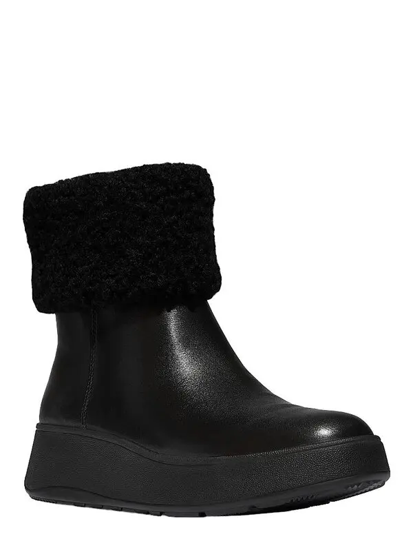 Fitflop F-mode Shearling Collar Boots - All Black