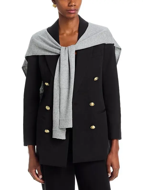 Derek Lam 10 Crosby Walter Double Breasted Jacket With Shrug - Black/vapor