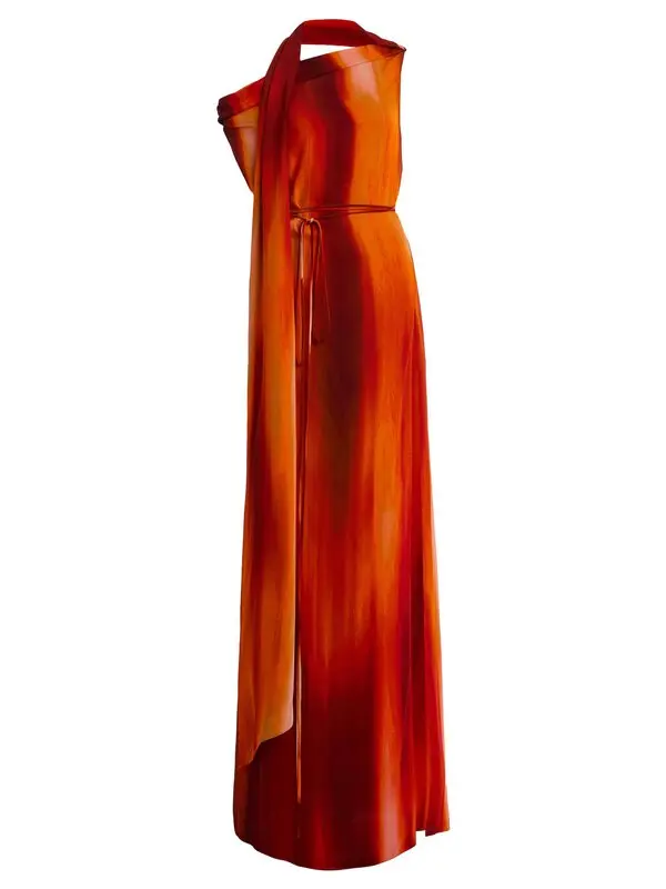 LAQUAN SMITH Asymmetrical Draped Maxi Scarf Dress - Red