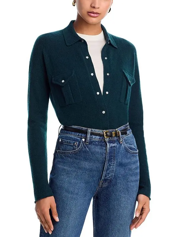 Bloomingdale'S Cashmere Polo Sweater - Dark Green