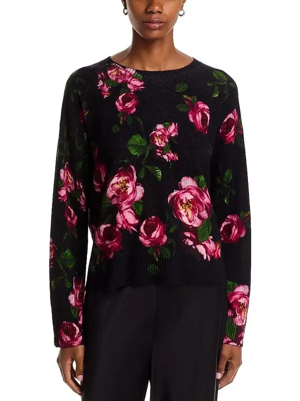 Bloomingdale'S Peony Printed Crewneck Sweater - Black