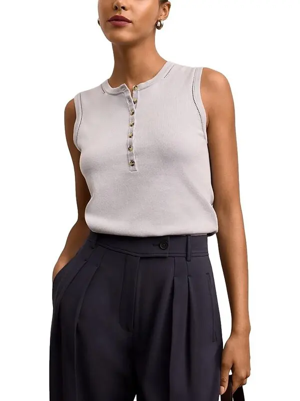 M.M.LAFLEUR Crimmins Pointelle Knit Tank - Powder Blue