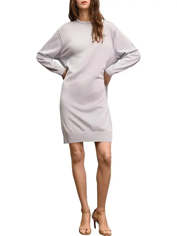 M.M.LAFLEUR Cotton Silk Knit Eve Sweater Dress - Powder Blue