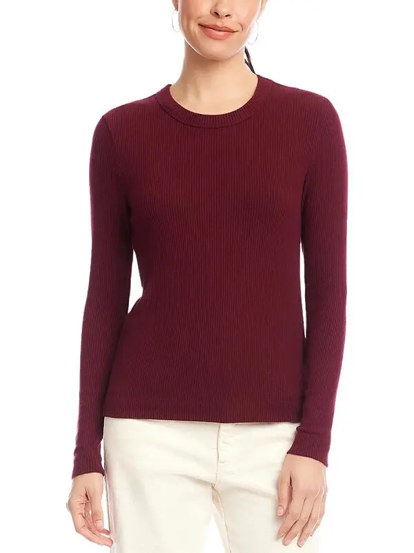 Karen Kane Ribbed Crewneck Top - Wine