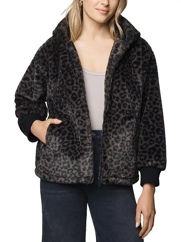 Splendid Lucia Faux Fur Jacket - Leopard Print