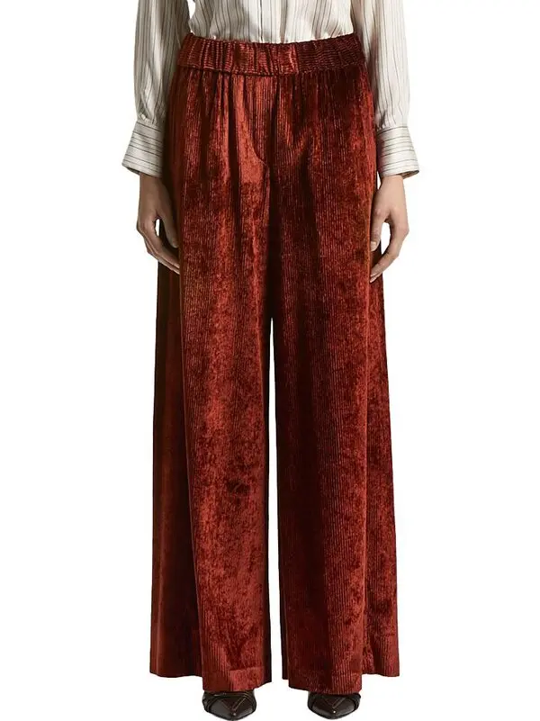 Peserico Velour Trousers - Rust Red