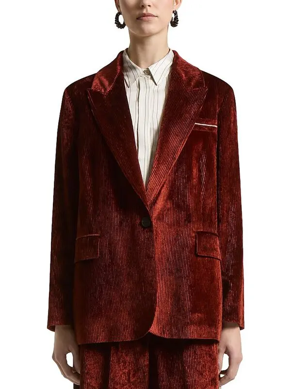 Peserico Velour Blazer - Rust Red