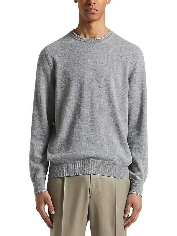Peserico Crewneck Wool And Cashmere Sweater - Stone Grey