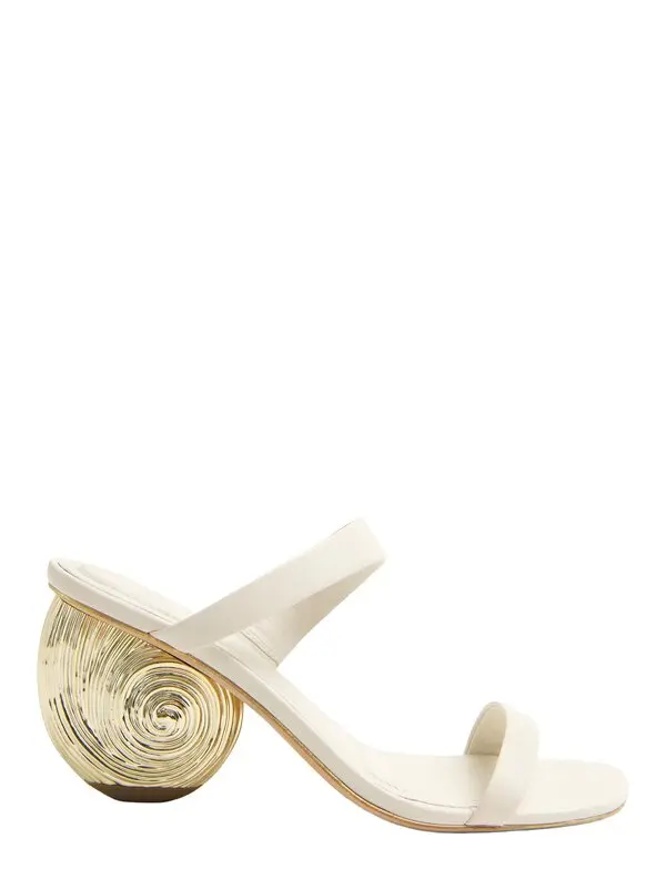 Simkhai Marion Leather Shell Heel Sandals - Gold