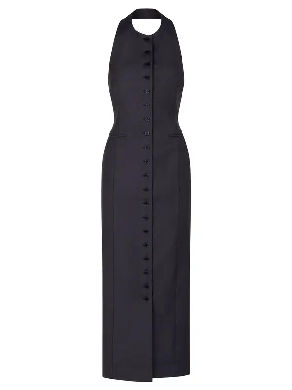 HEIRLOME Sarah Wool-silk Halter Maxi Dress - Black