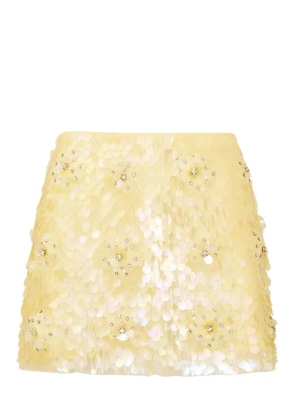 LoveShackFancy Kailini Sequined Mini Skirt - Yellow