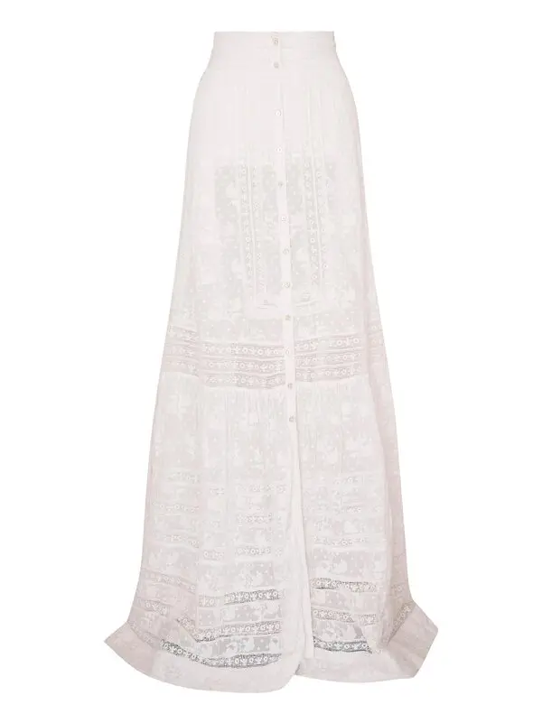 LoveShackFancy Araminta Cotton Maxi Skirt - White
