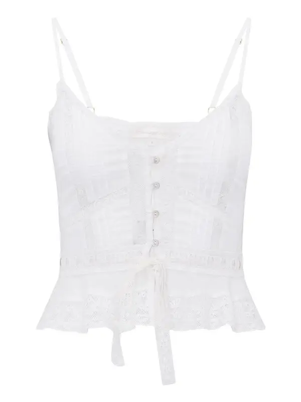 LoveShackFancy Avra Cotton Top - White
