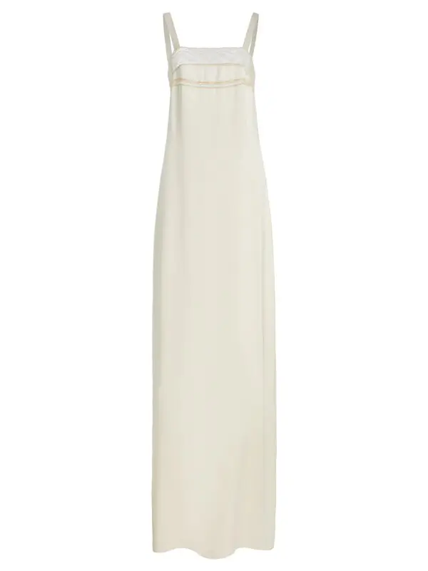 COLLEEN ALLEN Lace-trimmed Silk Maxi Dress - Ivory
