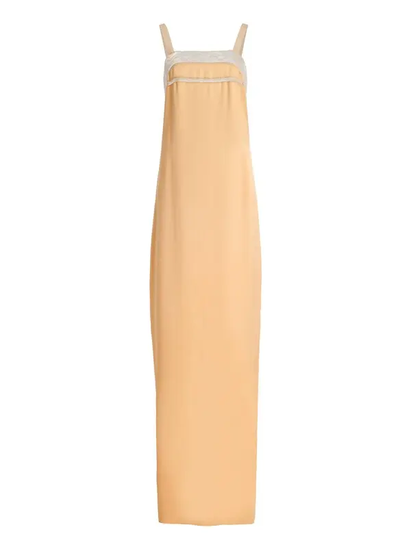 COLLEEN ALLEN Column Silk And Lace Dress - Orange