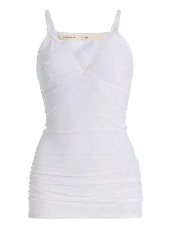 COLLEEN ALLEN Floral Mesh Tank Top - White