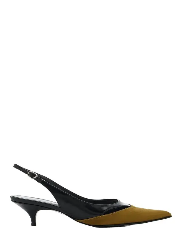 Proenza Schouler Slash Leather And Satin Slingback Pumps - Green