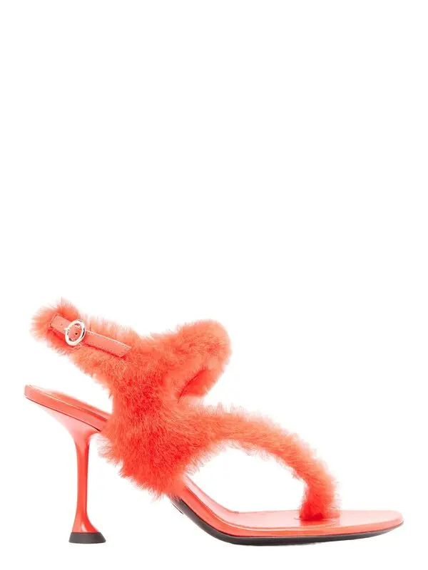 Proenza Schouler Tee Shearling Thong Sandals - Coral
