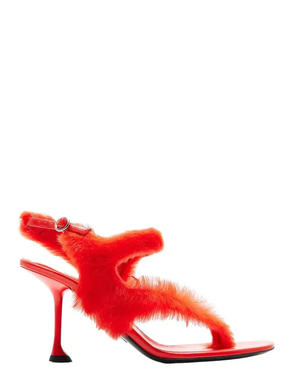 Proenza Schouler Tee Shearling Thong Sandals - Coral
