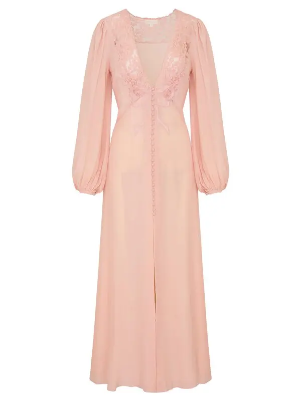 LoveShackFancy Lina Silk Midi Dress - Pink
